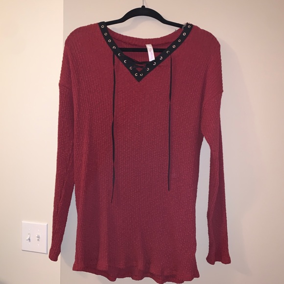 Tops | Deep Red Criss Cross Top | Poshmark